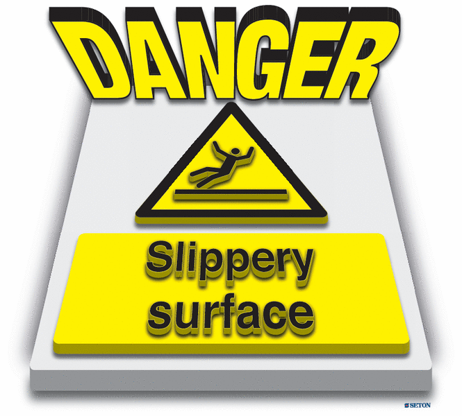 Danger Slippery Surface - 3D Floor Sign | Seton
