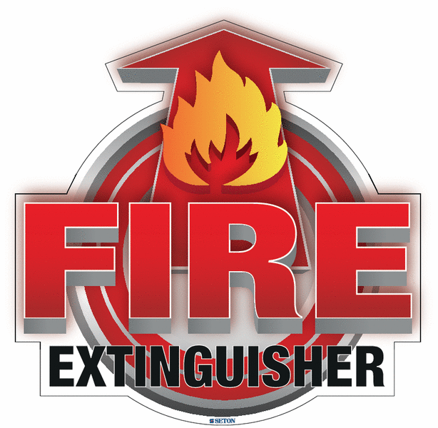 Fire Extinguisher 3D Floor Sign With Arrow | Seton