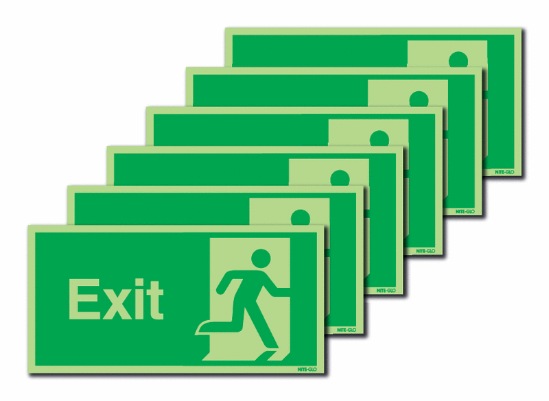 6-Pack Nite-Glo Exit Running Man Right Signs | Seton
