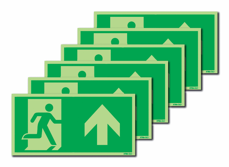 6-Pack Xtra-Glo Running Man Right/Arrow Up Signs | Seton
