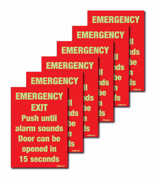 6-Pack Xtra-Glo Delayed Egress Emergency Exit Signs | Seton