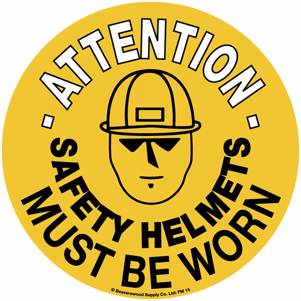 Floor Graphic Markers - Safety Helmets Must Be Worn | Seton