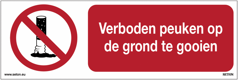 ToughWash®-sticker - Verboden peuken op de grond te gooien | Seton