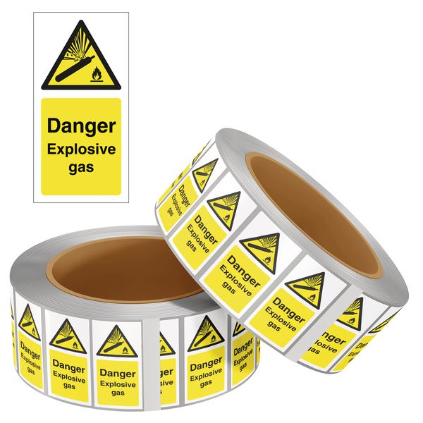 Danger Explosive Gas Vinyl Safety Labels On-a-Roll | Seton
