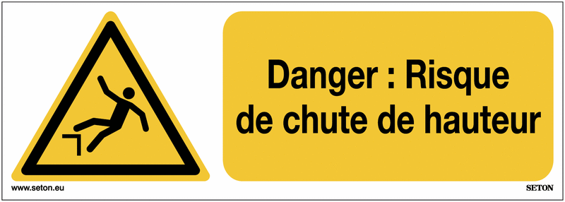 Panneau ISO 7010 Risque de chute de hauteur - W008 | Seton