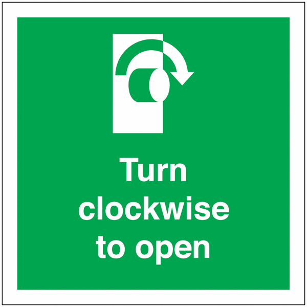Turn Clockwise To Open Sign | Seton