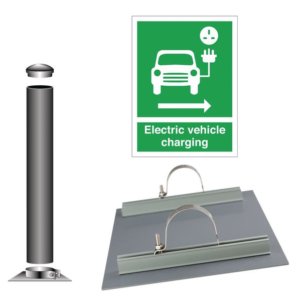 Electric Vehicle Charging (Car and Right Arrow) Sign Kit | Seton