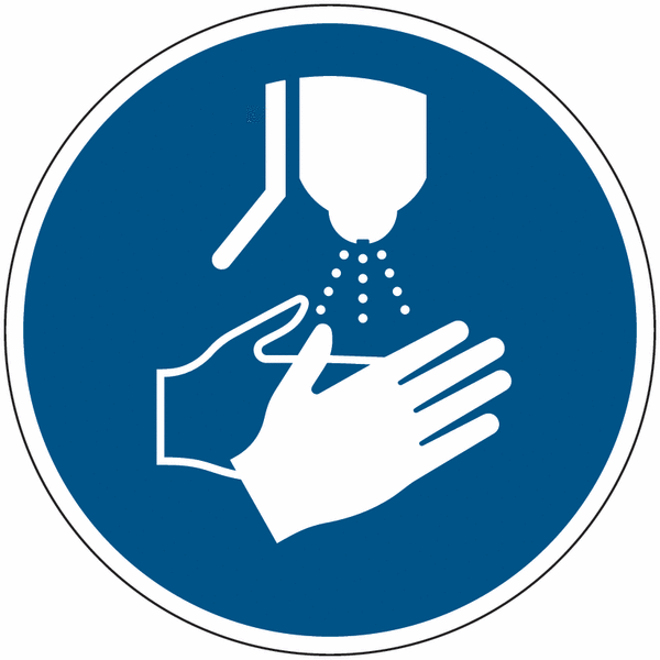Pictogramme ISO 7010 Désinfection des mains obligatoire | Seton