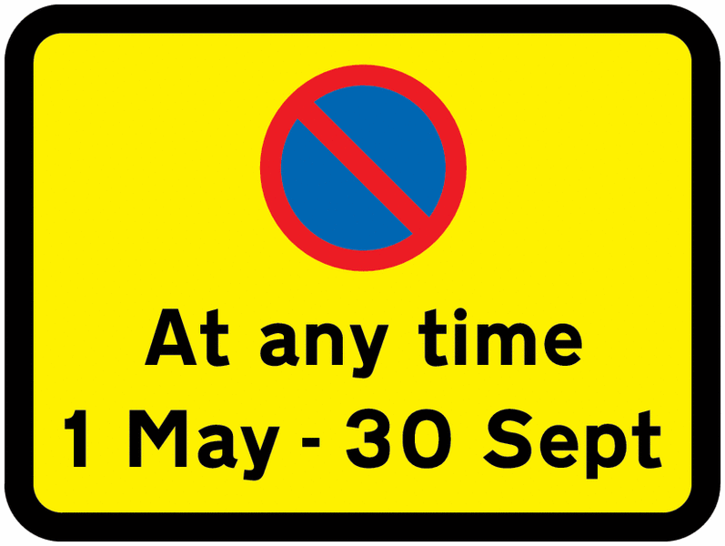 Traffic Signs - No Waiting At Any Time 1 May - 30 Sept | Seton