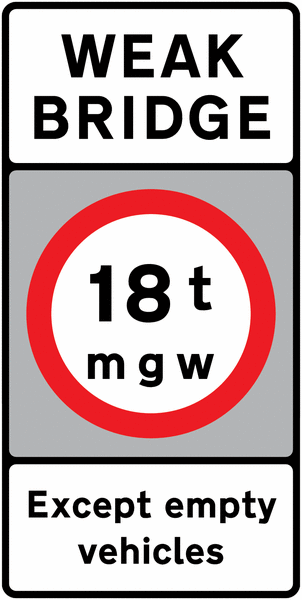 Traffic Signs - Weak Bridge - 18 Tonnes Maximum Weight | Seton