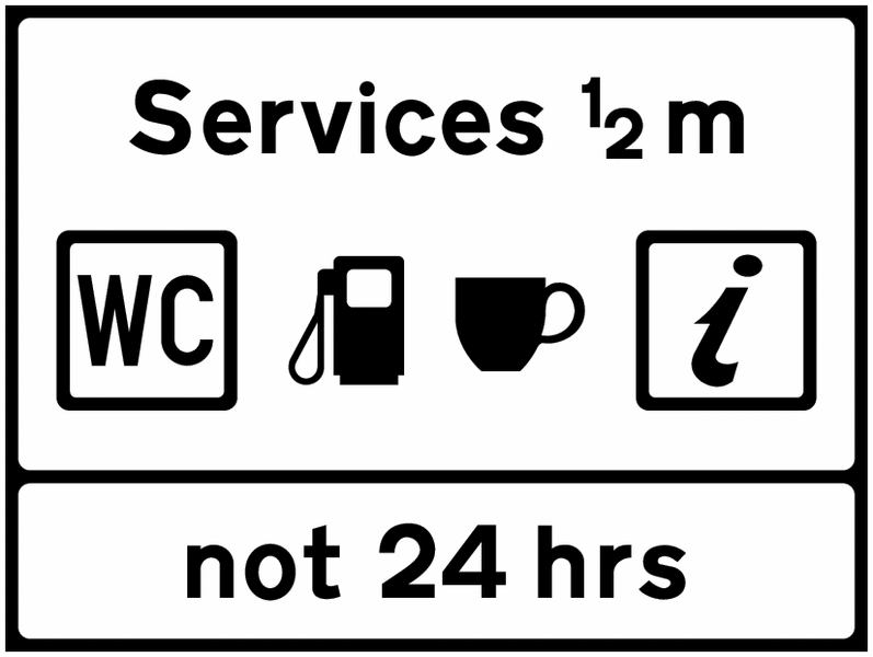 Traffic Signs - Services ½ Mile - Not 24 Hours | Seton