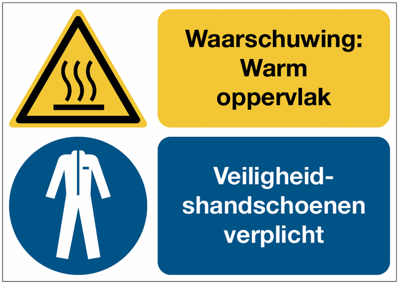 ToughWash®-sticker ISO 7010 - Warm oppervlak - W017 / M010 | Seton