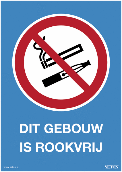 Borden en stickers met pictogram - Dit gebouw is rookvrij | Seton