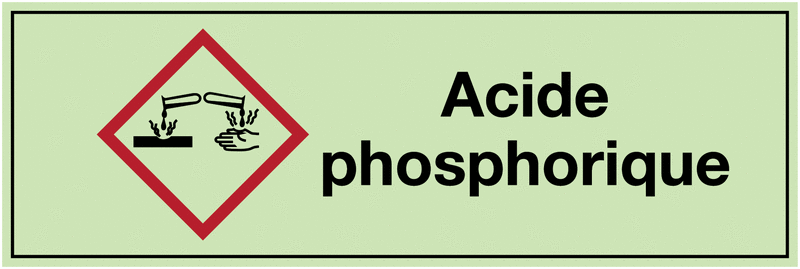 Etiquette CLP photoluminescente - Acide phosphorique - GHS05 | Seton