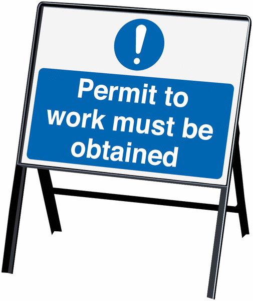 Permit To Work Must Be Obtained Stanchion Sign | Seton