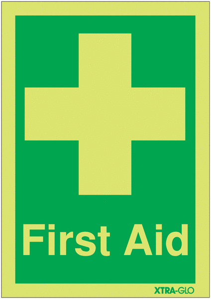 Xtra-Glo Photoluminescent First Aid Signs | Seton