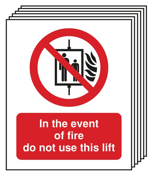 6-Pack In The Event Of A Fire Do Not Use This Lift Signs | Seton
