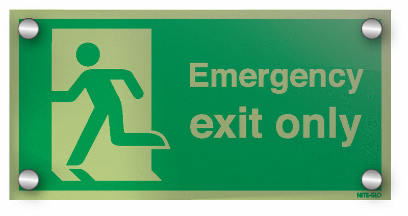 Nite-Glo Acrylic Emergency Exit Only/Man Left Signs | Seton