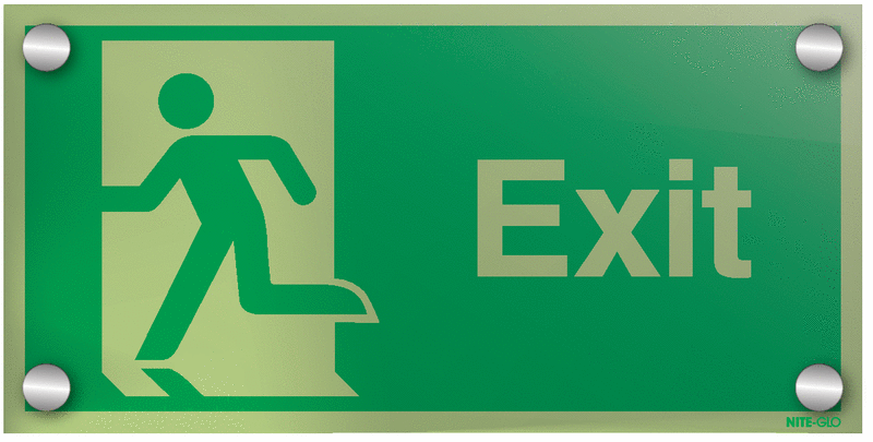 Nite-Glo Acrylic Exit Running Man Left Signs | Seton