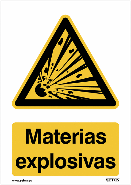 Señal ISO 7010 A3/A4/A5 - Peligro materiales explosivos - W002 | Seton