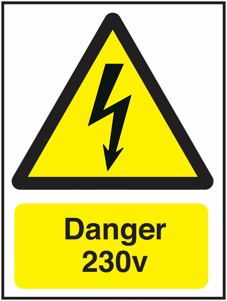 Danger 230 Volts - Vinyl Safety Labels On-a-Roll | Seton