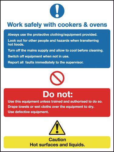 Work Safely with Cookers/Ovens Multi-Message Signs | Seton