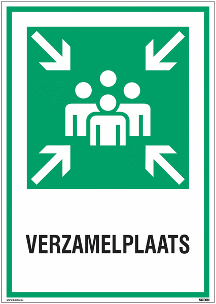 Verzamelplaatsborden en stickers voor bedrijfsveiligheid | Seton