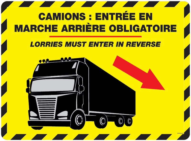 Panneaux "Marche arrière obligatoire pour poids lourds" | Signals
