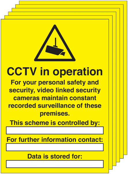 6-Pack CCTV In Operation For Personal Safety Write On Signs | Seton