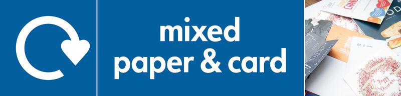 Mixed Paper & Card - WRAP Paper Waste Recycle Pictorial Sign | Seton