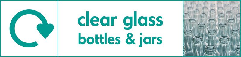 Clear Glass Bottles & Jars WRAP Glass Recycle Pictorial Sign | Seton