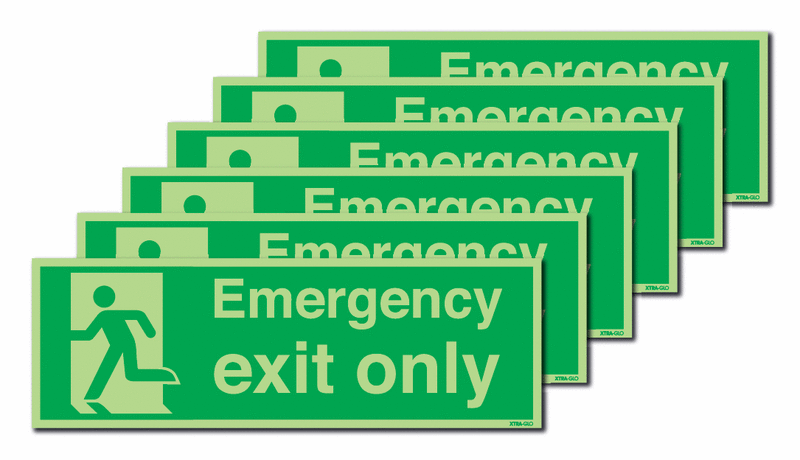 6-Pack Xtra-Glo Emergency exit only Signs | Seton