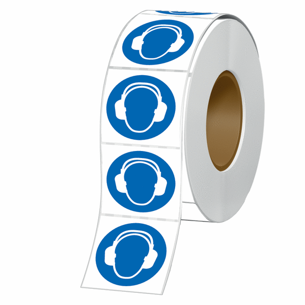 Ear Protection Symbol - Vinyl Safety Labels On-a-Roll | Seton