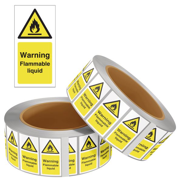 Warning Flammable Liquid Vinyl Safety Labels On-a-Roll | Seton
