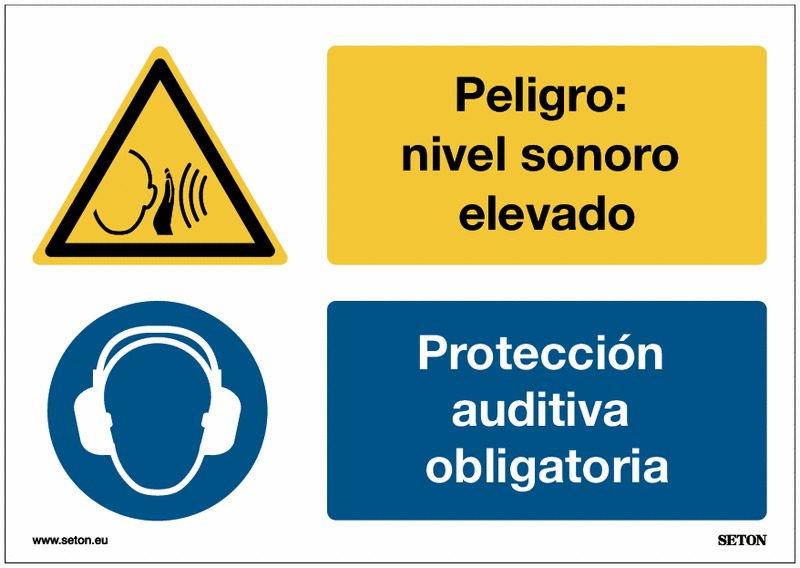 Señales combinadas ISO 7010 - Peligro: nivel sonoro elevado ...