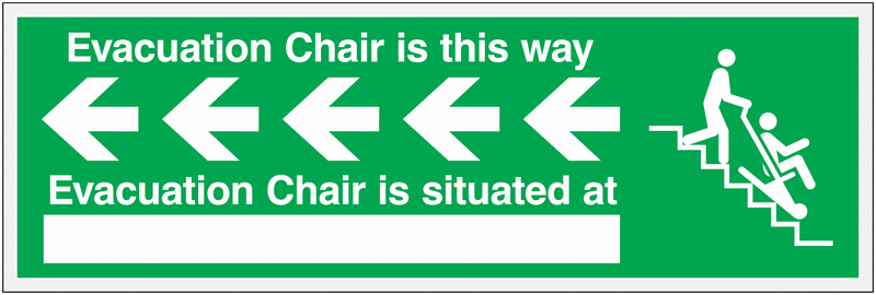 Evacuation Chair This Way Write-On Left Arrow Sign | Seton