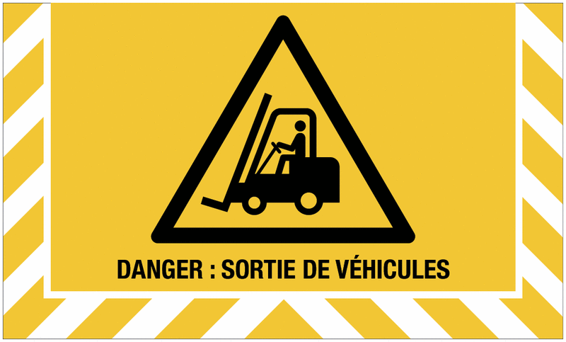Marquage au sol avec texte - Danger : Sortie de véhicules - W014 | Seton