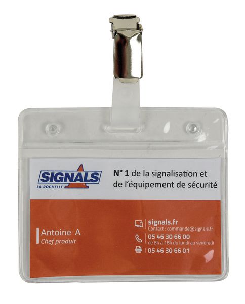 Portes badges PVC transparent avec clip | Signals