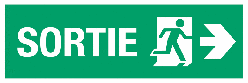 Panneau suspendu Sortie avec flèche vers la droite - grand format | Seton