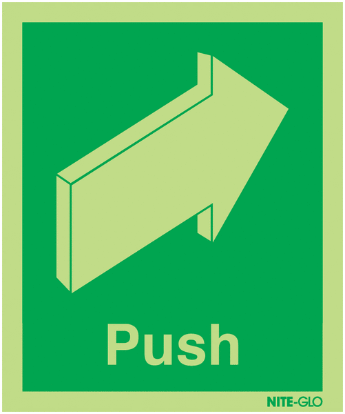 Nite-Glo Photoluminescent Push & Back Arrow Signs | Seton