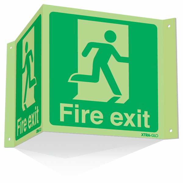 Xtra-Glo Fire Exit Projecting '3D' Sign | Seton