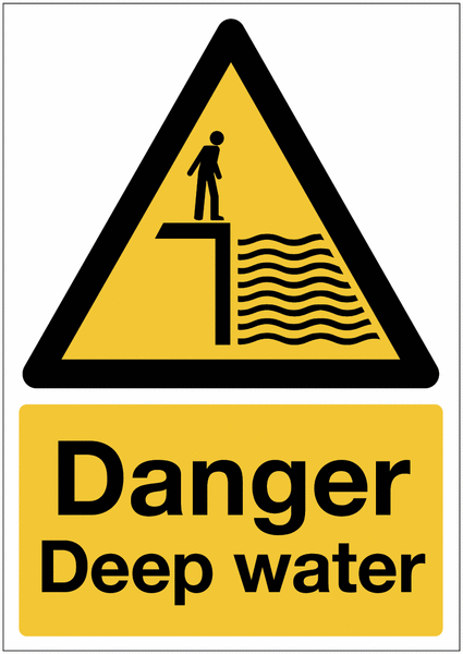 Danger Deep Water Hazard Warning Signs With Upgrades | Seton