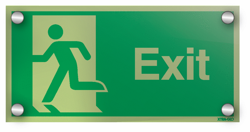 Xtra-Glo Acrylic Exit Running Man Left Signs | Seton