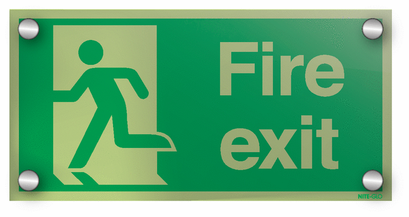 Nite-Glo Acrylic Fire Exit Running Man Left Signs | Seton