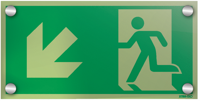 Xtra-Glo Acrylic Running Man & Arrow Down Left Signs | Seton