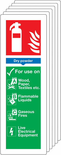 Dry Powder 6-Pack Fire Extinguisher Signs | Seton