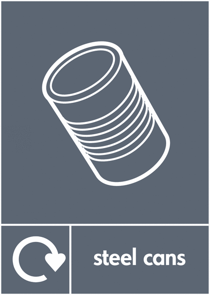 Steel Cans - WRAP Metal Waste Recycling Signs | Seton