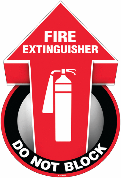Fire Extinguisher Do Not Block 3D Floor Sign | Seton