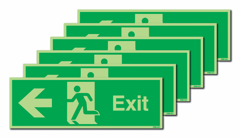 6-Pack Xtra-Glo Exit Left Signs | Seton