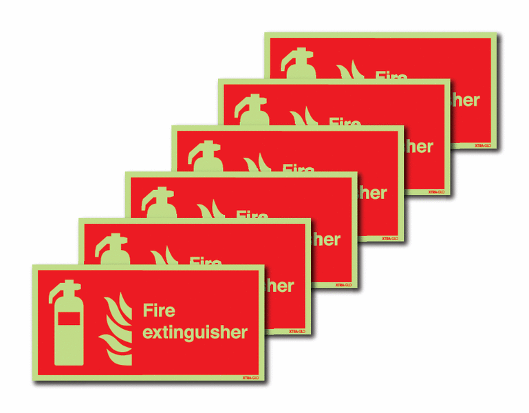 6-Pack Xtra-Glo Fire Extinguisher Signs | Seton